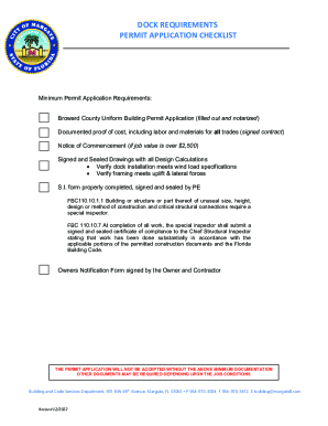 Fillable Online Dock Requirements Permit Application Checklist Fax ...