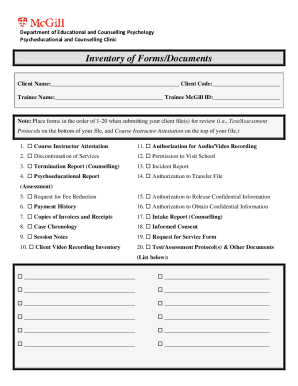 Fillable Online Inventory of Forms/Documents Fax Email Print - pdfFiller