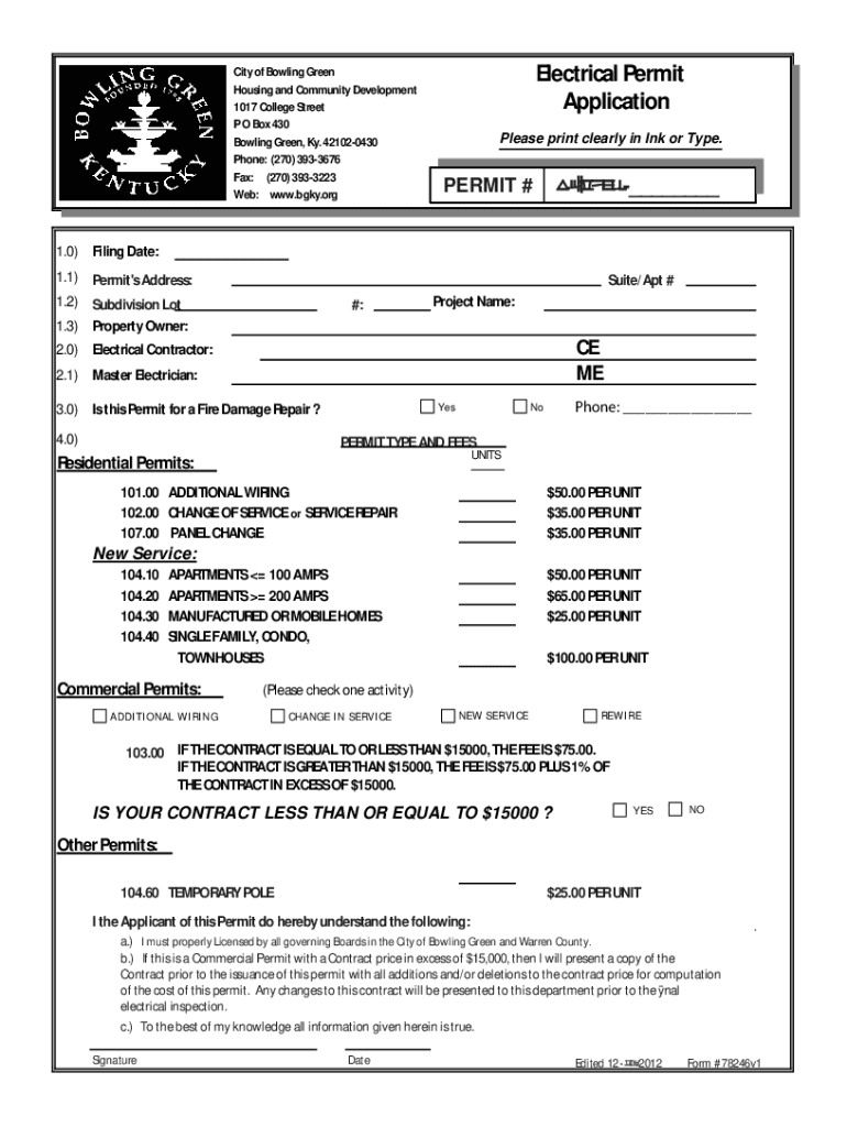 Fillable Online Manufactured Home Permit Application - City of Bowling ... Fax Email Print ...