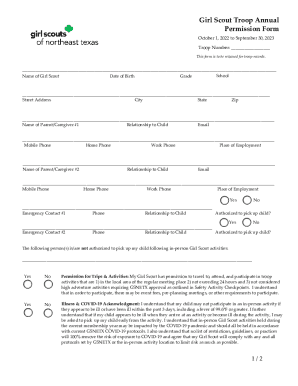 Fillable Online Girl Scout Troop Annual Fax Email Print - pdfFiller