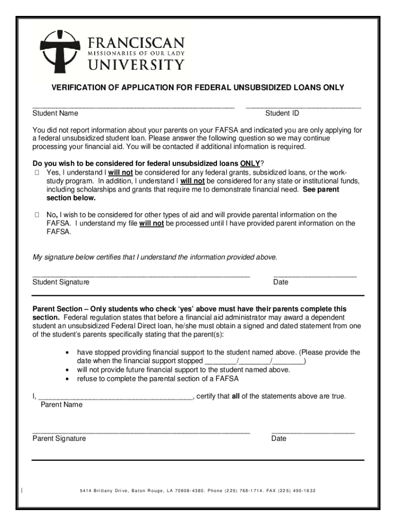 Fillable Online Verification of application for unsub only Fax Email ...