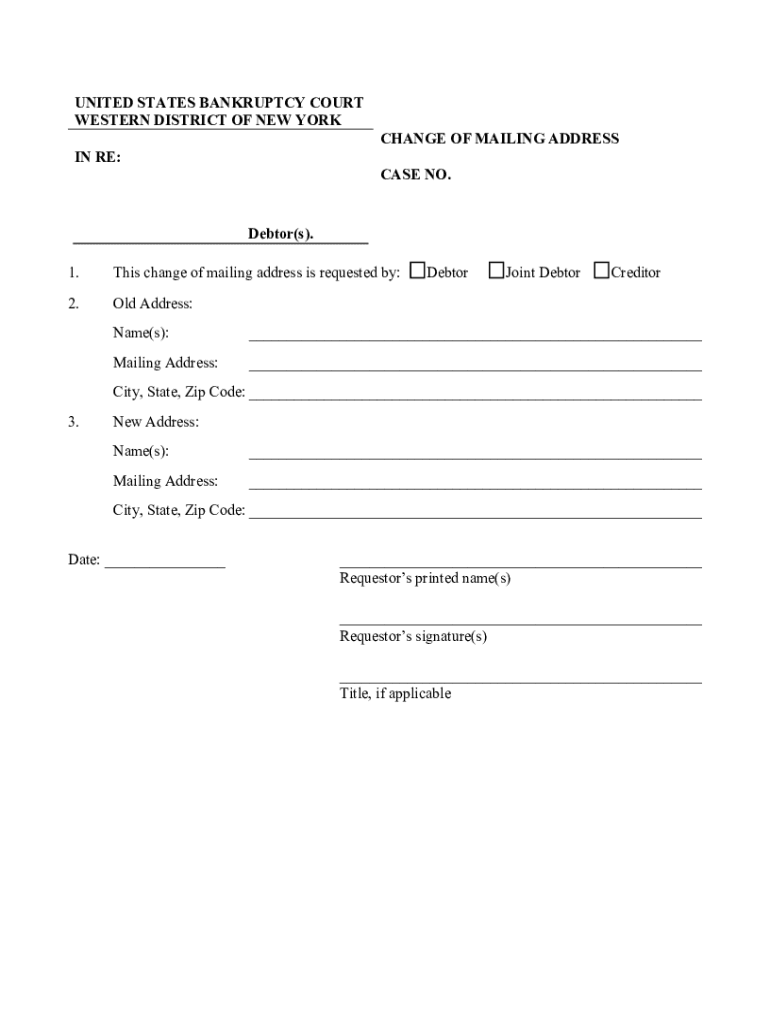 Fillable Online Change of Address-Debtor or Creditor Fax Email Print - pdfFiller