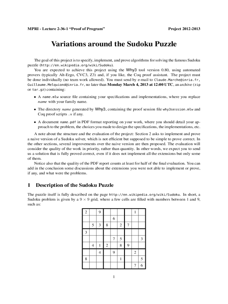Fillable Online Solving The Sudoku Minimum Number Of Clues Problem Fax 