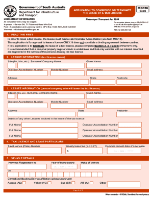 Fillable Online MR320 Application to Commence or Terminate the Lease of ...