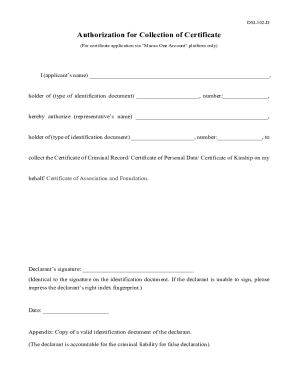 Fillable Online Authorization for Collection of Certificate Fax Email Print - pdfFiller