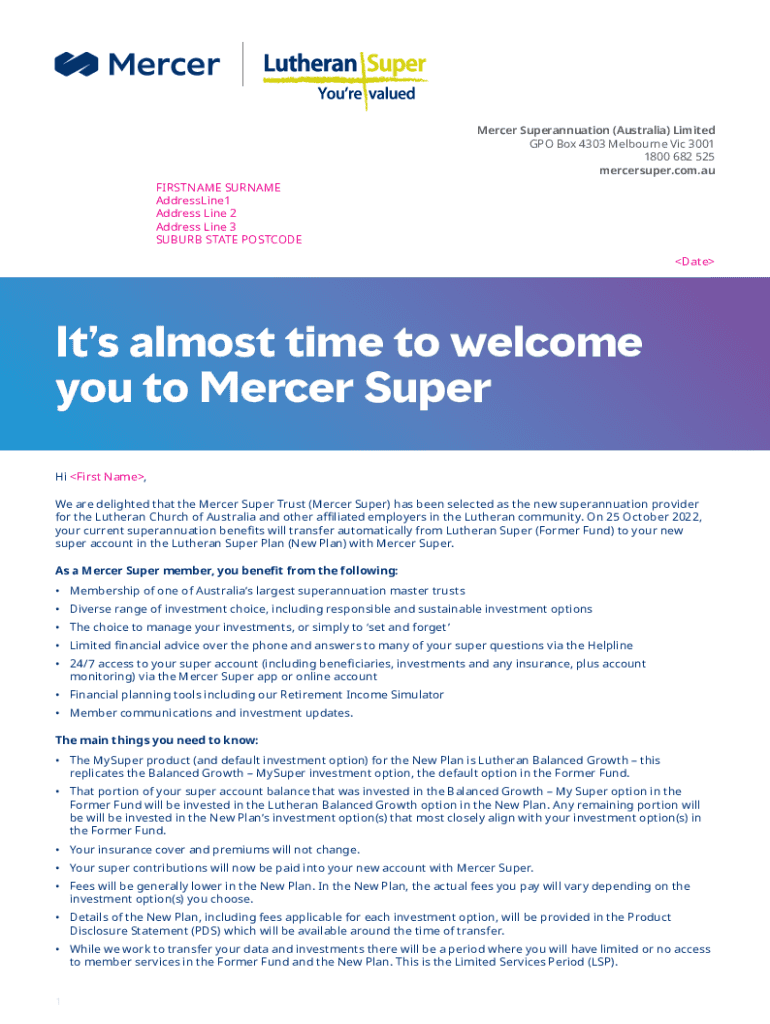 Fillable Online Mercer SuperMember support Fax Email Print - pdfFiller