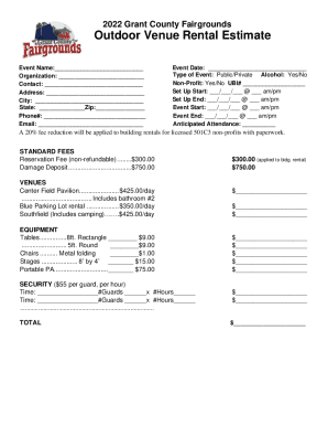 Fillable Online Outdoor Venue Rental Estimate Fax Email Print - pdfFiller