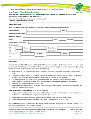 Fillable Online Permit Application Use of Local Government Controlled ...