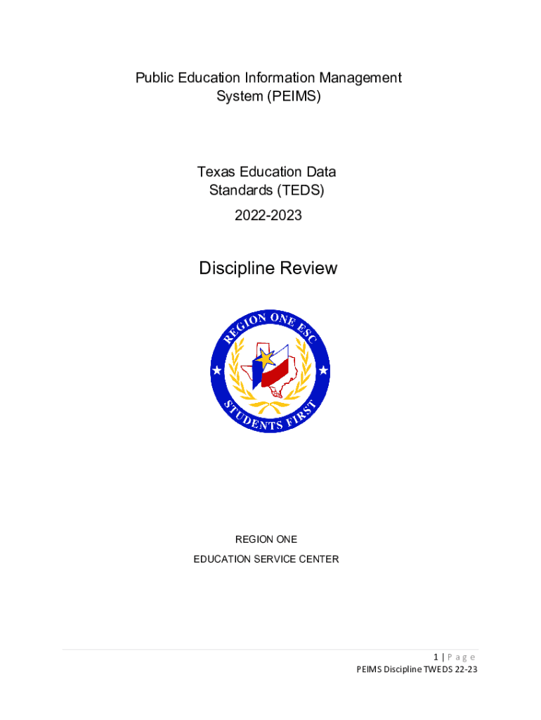 Fillable Online PEIMS Discipline Data - TWEDS - - Texas Education Agency Fax Email Print - pdfFiller