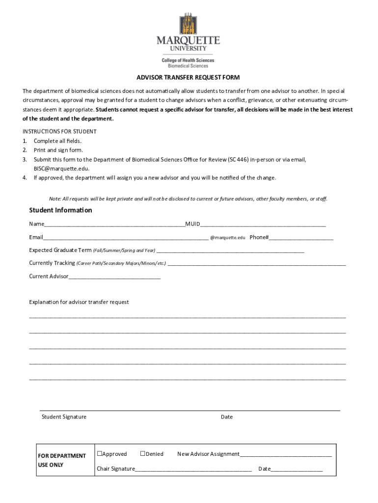 Fillable Online Advisor Transfer Request Form Fax Email Print - pdfFiller