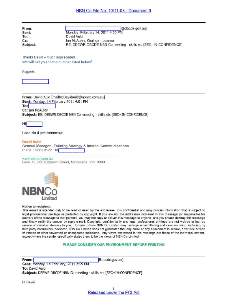 Fillable Online Review of NBN Co. Limited compliance with FOI Fax Email ...