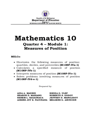 Fillable Online Mathematics: Quarter 4 - Module 1: Measures of Position ...