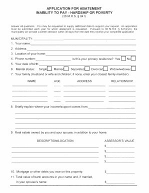 Fillable Online Tax Abatement (Hardship or Poverty) Form Fax Email Print - pdfFiller