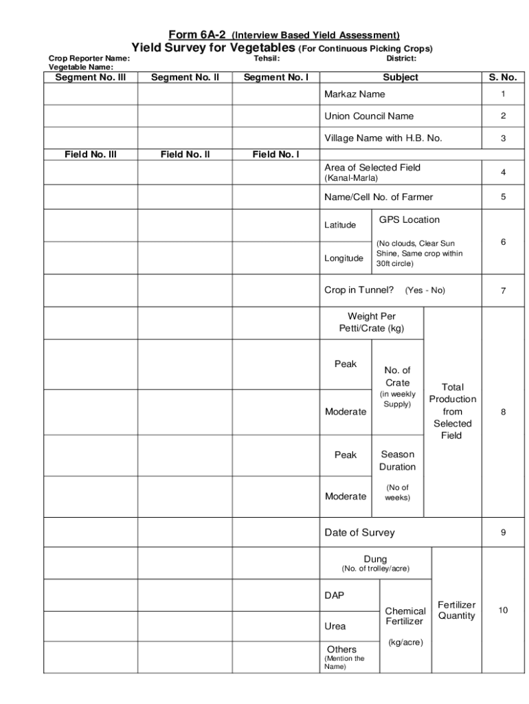 Fillable Online Form 6A-2 (Interview Based Yield Assessment) Fax Email ...