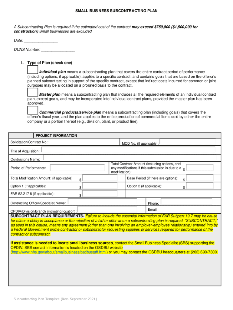 Fillable Online ops-form-9370-individual-small-business-subcontracting ...