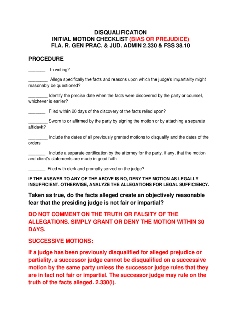 Fillable Online Motions to Disqualify Judges for Bias or Prejudice Fax ...