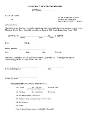 Fillable Online court date reset request form - citation Fax Email ...