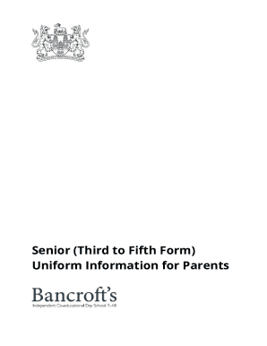 Fillable Online Senior (Third to Fifth Form) Uniform Information for ...