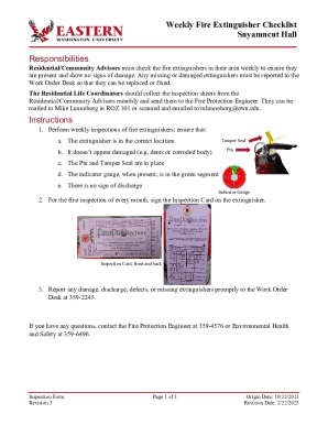 Fillable Online Weekly Fire Extinguisher Checklist Snyamncut Hall Fax ...