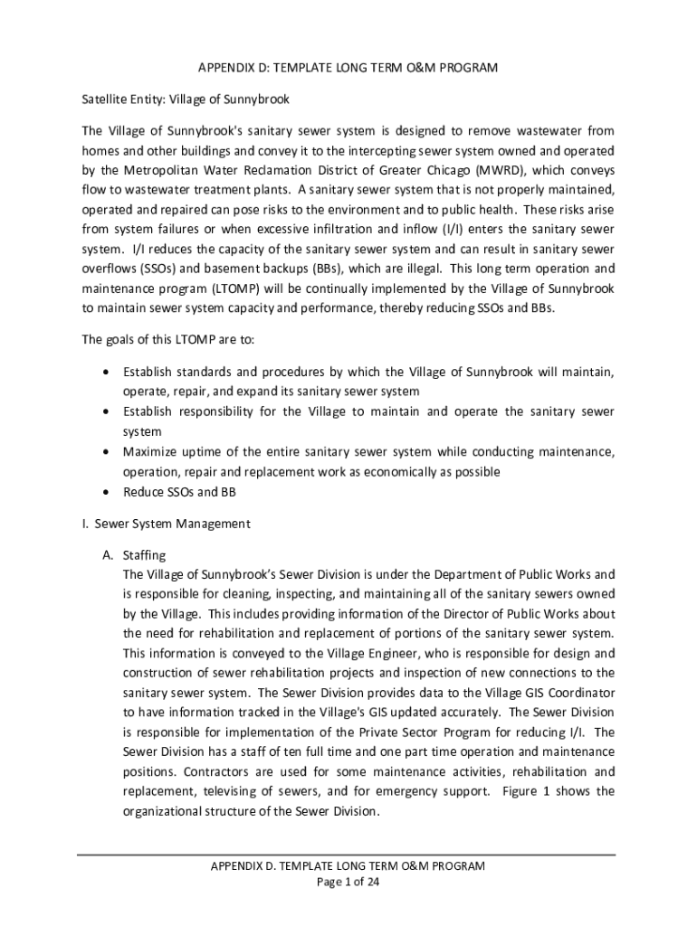 Fillable Online appendix d: template long term o&m program Fax Email ...