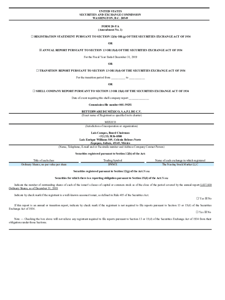 Fillable Online Form 20-F/A (Amendment No. 1) Fax Email Print - pdfFiller