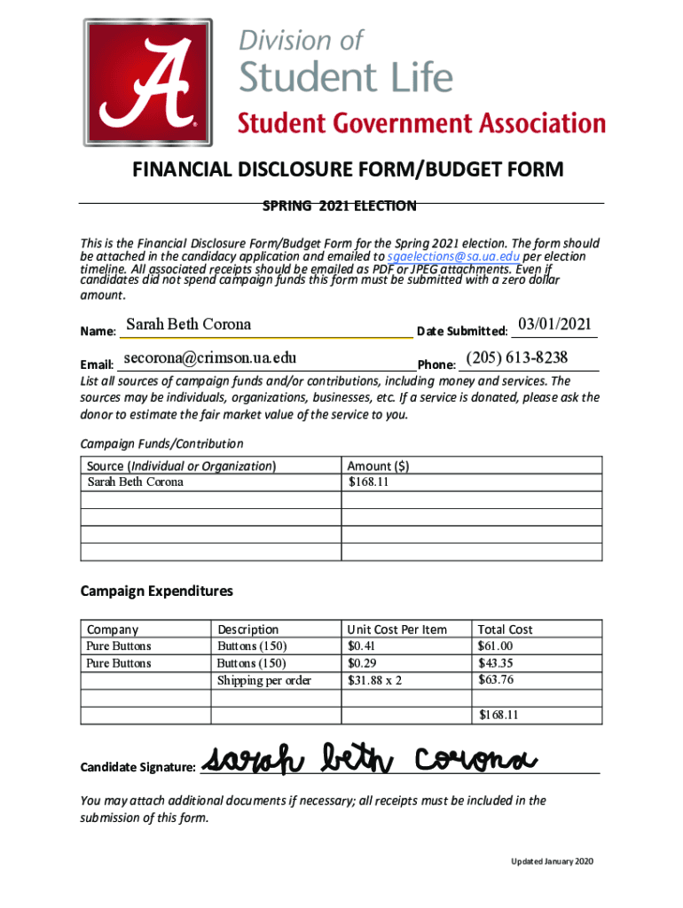 Fillable Online FINANCIALDISCLOSURE FORM Fax Email Print - pdfFiller