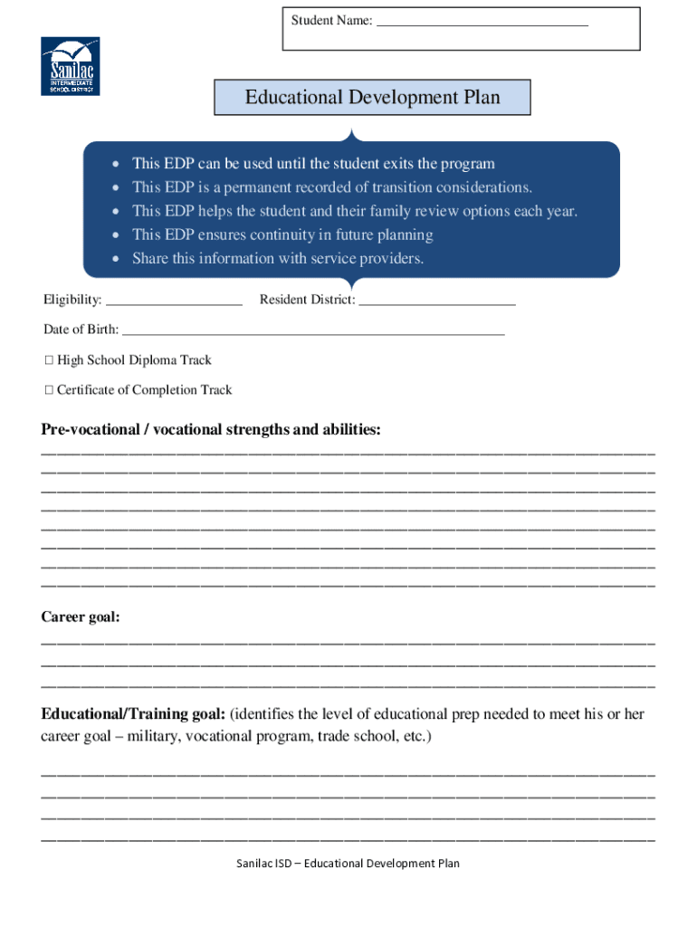 Fillable Online Educational Development Plan (EDP) Fact Sheet Fax Email ...