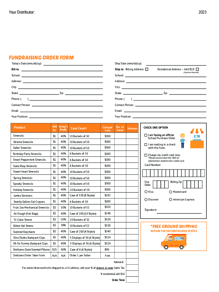 Fillable Online FUNDRAISING ORDER FORM Fax Email Print - pdfFiller