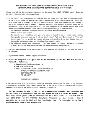 Fillable Online Writing Acceptable Plans of Correction DAHS Facilities ...