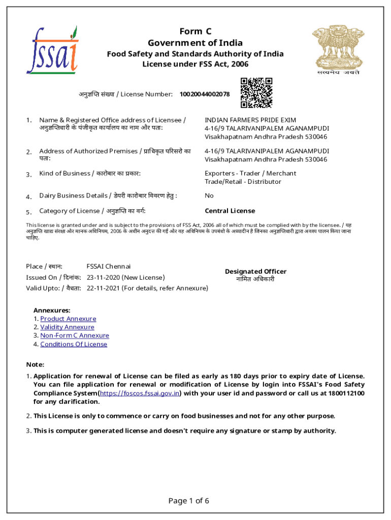 Fillable Online Who Needs FSSAI License Registration in India Fax Email ...