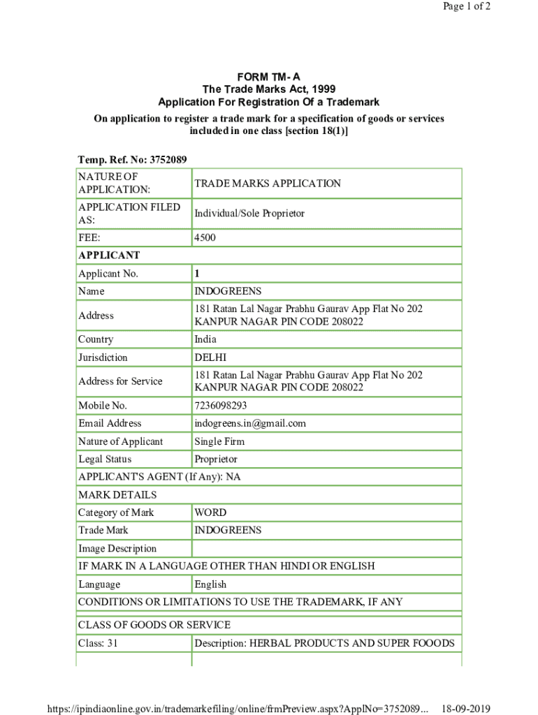 Fillable Online Trademark Form TM-A Fax Email Print - pdfFiller