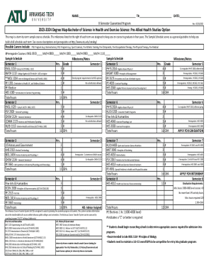 Fillable Online 2023-2024 Degree Map-Bachelor of Science in Health and ...