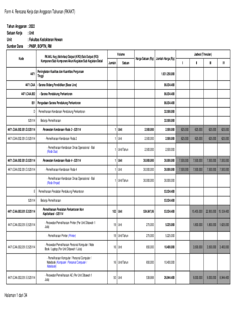 Fillable Online Form 4. Rencana Kerja dan Anggaran Tahunan (RKAKT) Fax ...