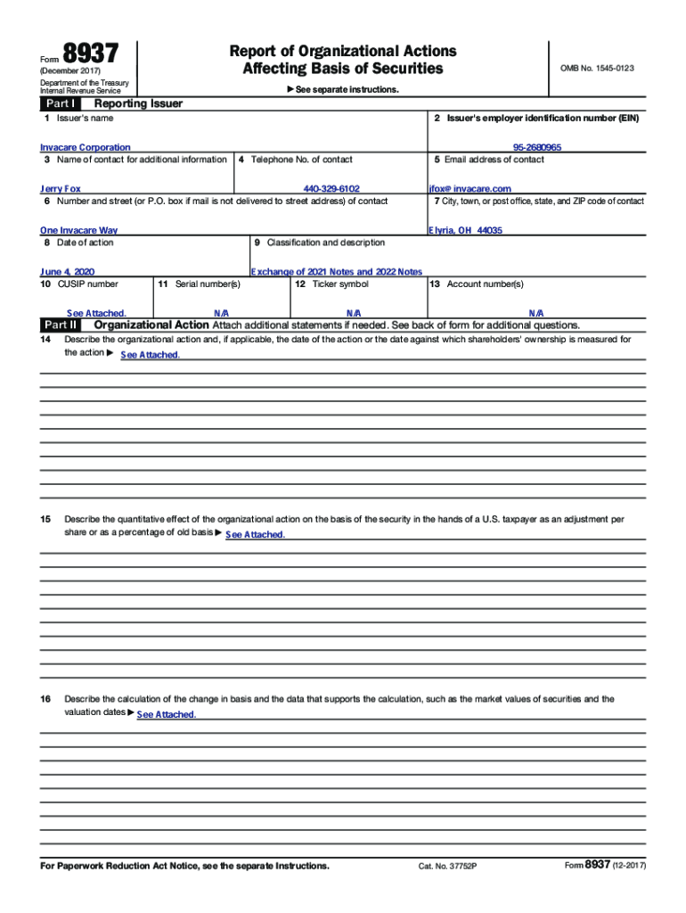 Fillable Online New IRS Form 8937 Fax Email Print - pdfFiller