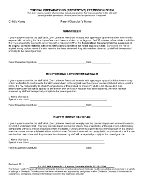 Fillable Online Medication Administration Permission Form for Over-The ...