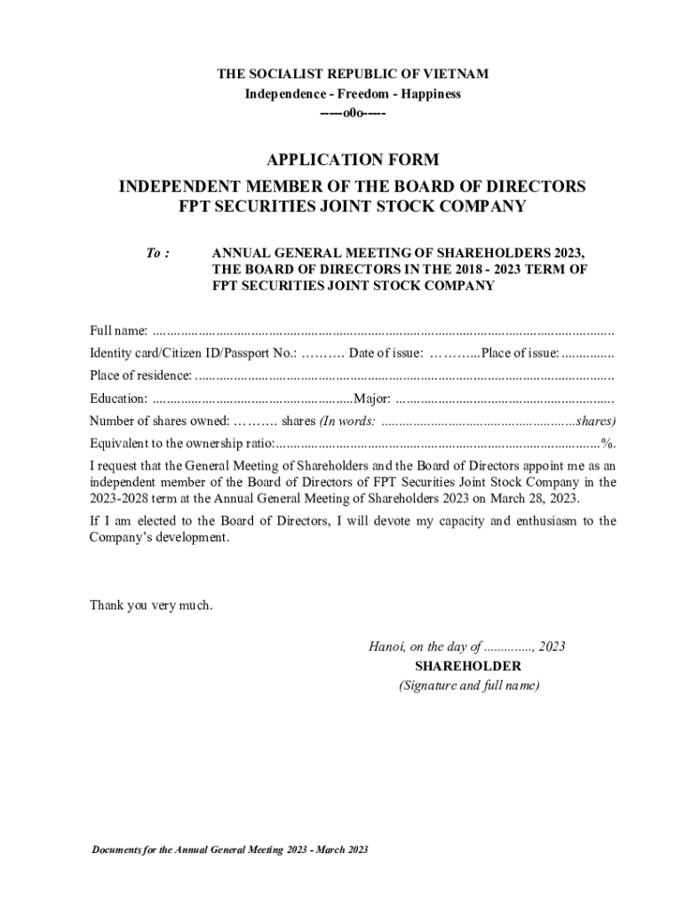 Fillable Online APPLICATION FORM INDEPENDENT MEMBER OF THE ... Fax ...