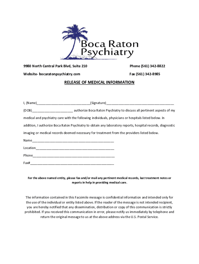 Fillable Online 9980 North Central Park Blvd, Suite 210 Fax Email Print ...