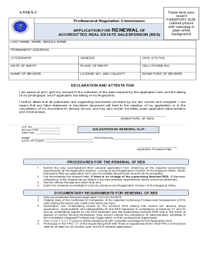 Fillable Online 2021-11 Annex C RENEWAL APPLICATION FOR RES0 Fax Email ...