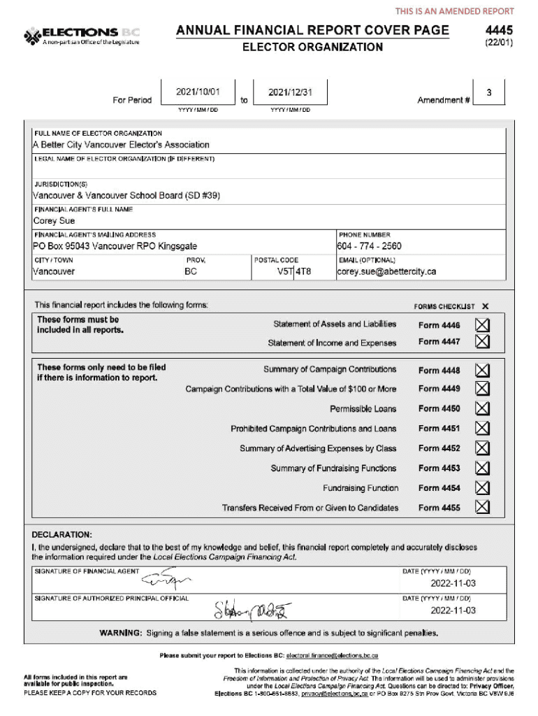 Fillable Online ANNUAL FINANCIAL REPORT COVER PAGE 4445 Fax Email Print ...