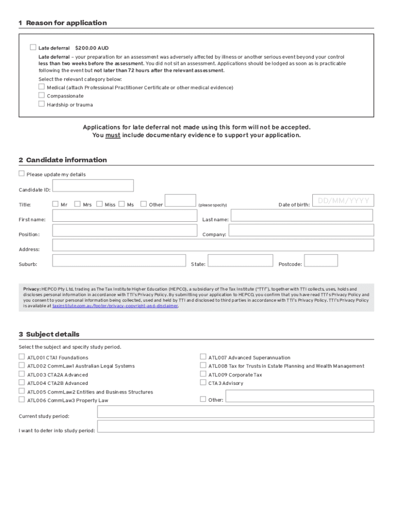 Fillable Online Deferral Request Form - Fill Online, Printable ...