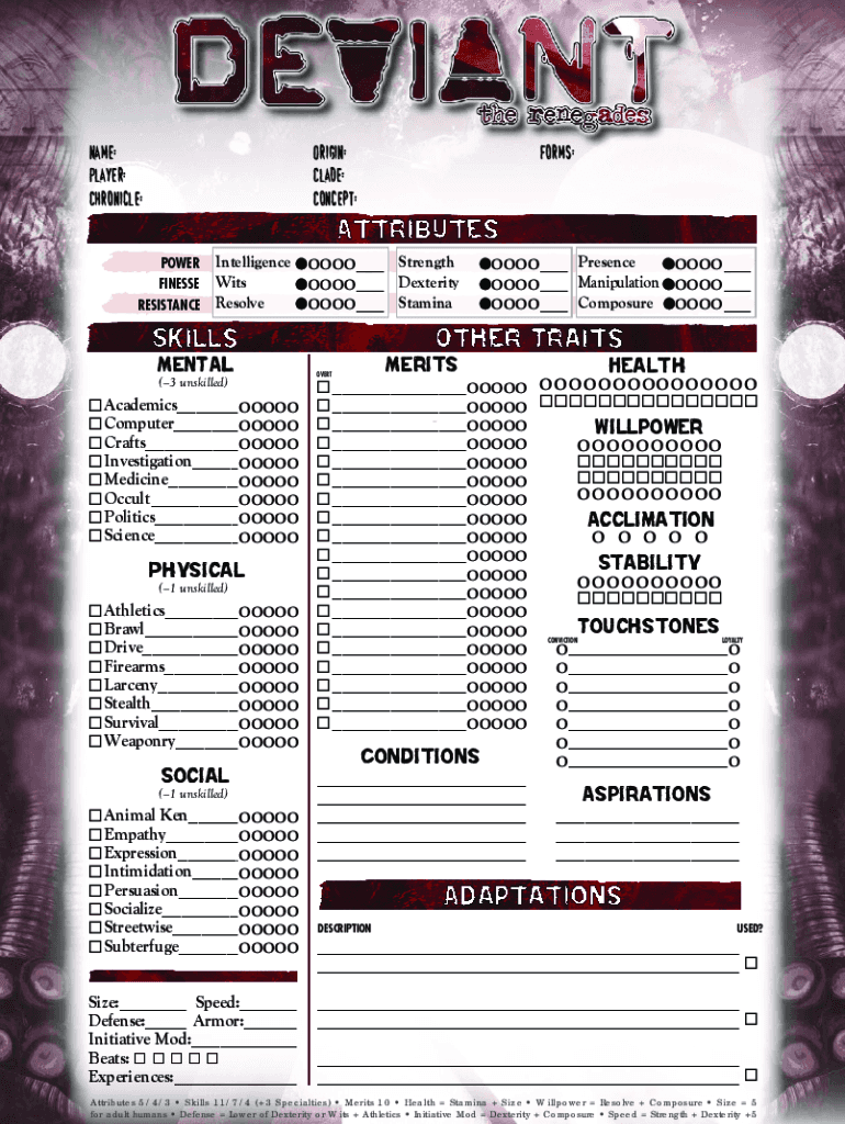 Fillable Online The Wild West 4 Page Sheet - MrGone's Character Sheets Fax Email Print - pdfFiller