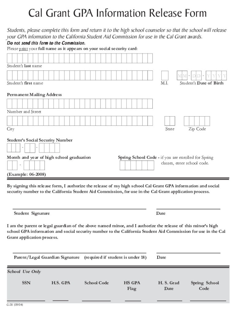Fillable Online Fillable Online csac ca gpa release form Fax Email ...