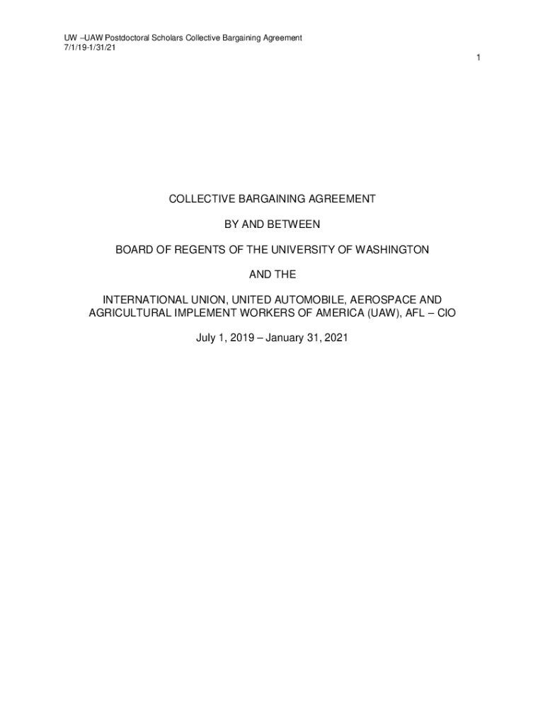Fillable Online UW UAW Postdoctoral Scholars Collective Bargaining ...