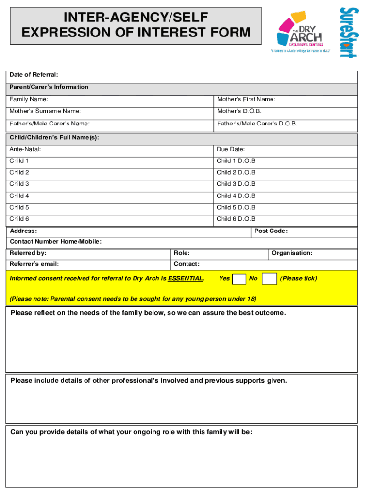 Fillable Online cypsp hscni INTER-AGENCY/SELF EXPRESSION OF INTEREST ...