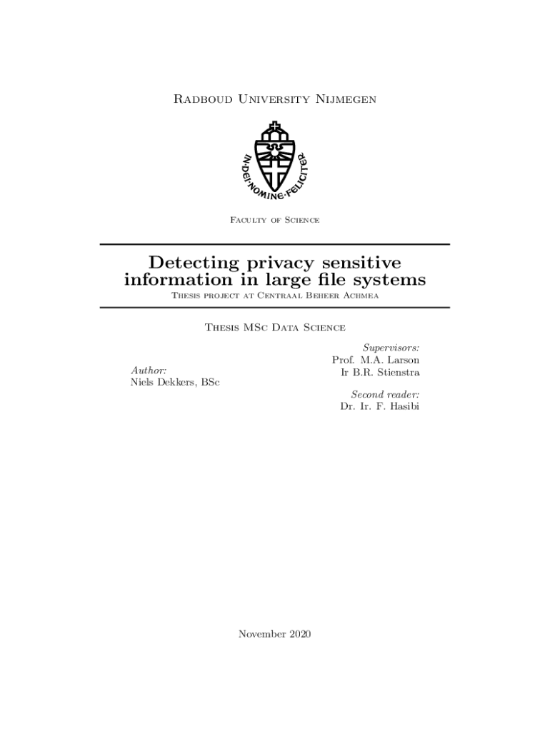Fillable Online Detecting Privacy Sensitive Information In Large File Systems Fax Email Print