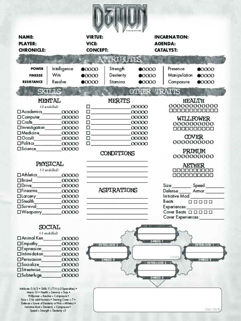 Mrgones Character Sheets