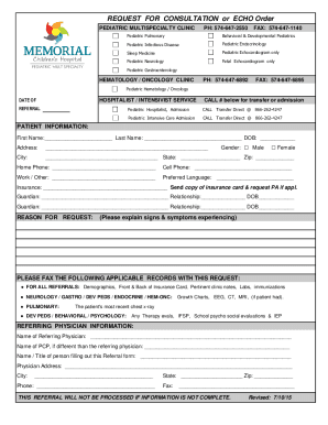 Fillable Online REQUEST FOR CONSULTATION or ECHO Order Fax Email Print - pdfFiller