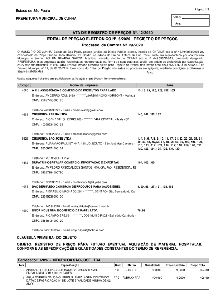 Fillable Online ATA DE REGISTRO DE PREOS N 17/2020 - Portal Gov.br Fax ...