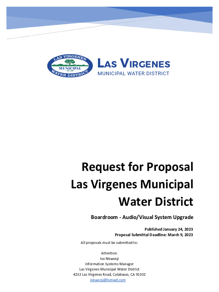 Fillable Online Request for Proposal Las Virgenes Municipal Water ...