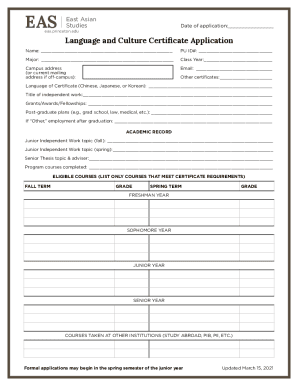 Fillable Online EAS Language and Culture Certificate Written Work form ...